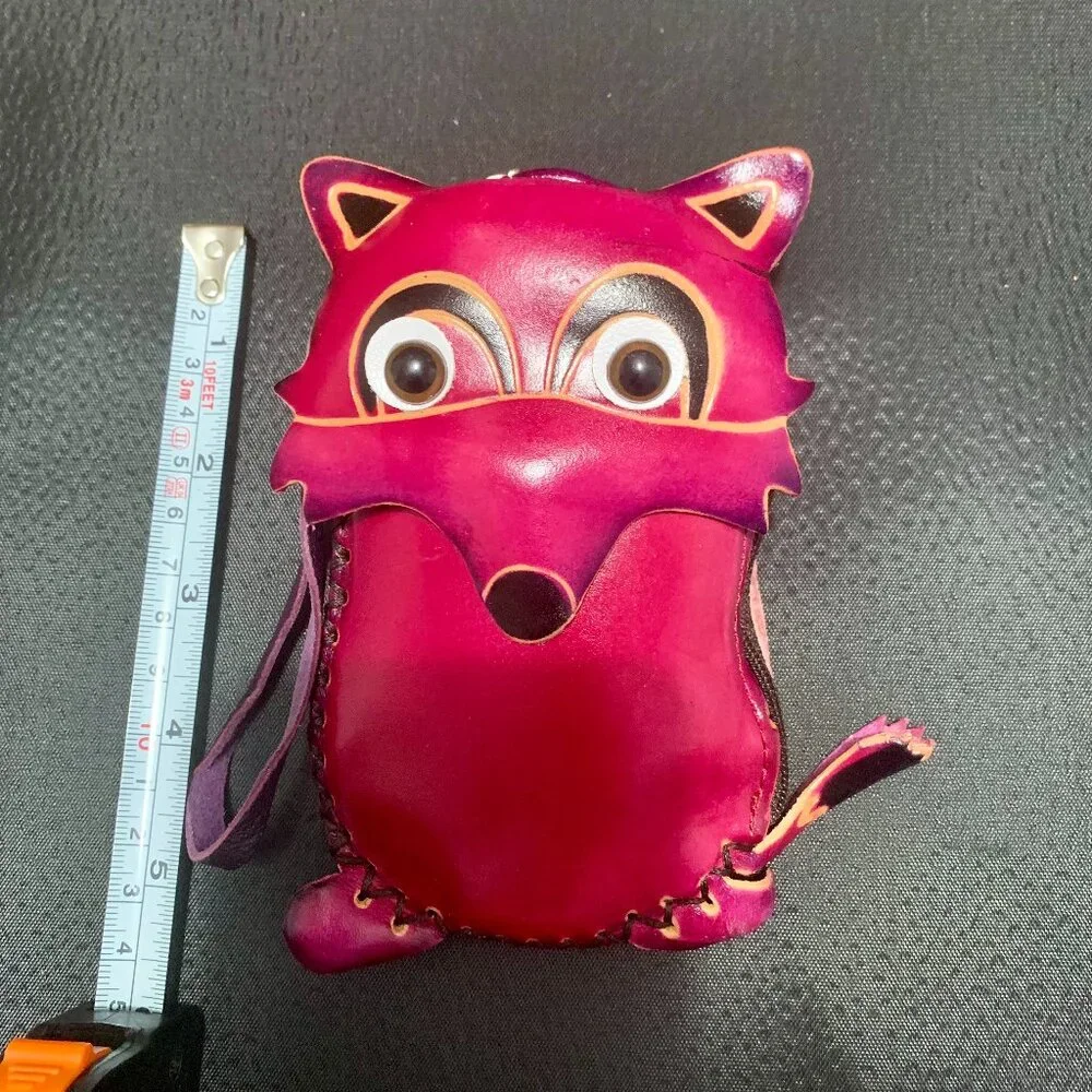 Handmade | Bags | Handmade Pink Leather Fox Coin Purse Cute Animal ...